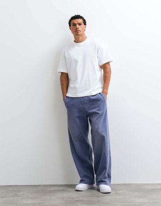 Weekday pantalon de jogging large d&eacute;lav&eacute; bleu