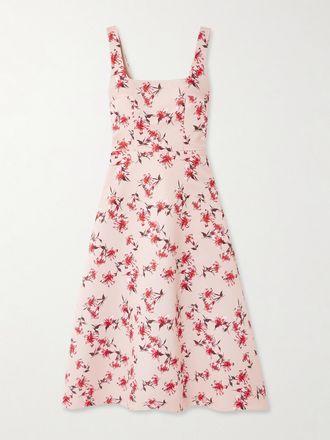 Emilia Wickstead Shiloh Midikleid Aus Faille Mit Blumenprint - Pink