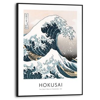 Reinders Gerahmtes Bild, Die gro&szlig;e Welle Hokusai, Home Office, Bilder, Wanddeko, Room Decor, MDF, Blau, 40 x 30cm