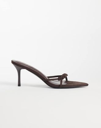 Simmi London Simmi London Jamala geflochtene Mules mit Absatz in Braun aus Wildlederimitat