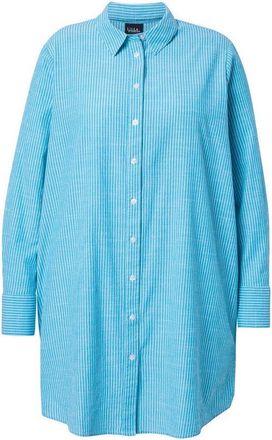 Ulla Popken Longbluse Longbluse Streifen A-Linie Hemdkragen Langarm