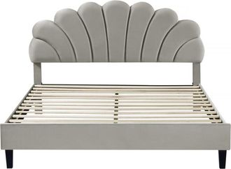 Habitat et Jardin Habitat Et Jardin - Lit coquillage en velours Manon - 160 x 200 cm - Gris