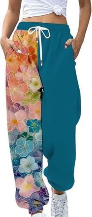 Generic Pantalon de Jogging Femme Imprimé Fleur Pantalon de Sport Pantalon Décontracté Pantalon Large Fluide pour Jogging Running Fitness Pantalon Yoga Femme
