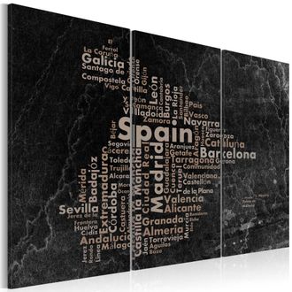 Artgeist Artgeist - Quadro - Text Map Of Spain On The Blackboard - Triptych - 60x40