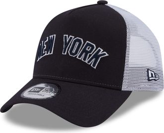 New Era Vesrtellbar Fanartikel New York Yankees Teamschriftzug MLB Navy White gebogener Schirm Kappe - One-Size