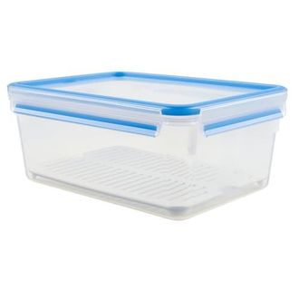 Emsa 512888 Boîte alimentaire avec plateau égouttoire, Ecru, 26.3 x 19.5 x 11 cm, 3,7 L, Clip et Close