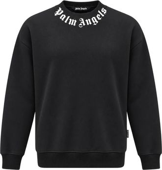 Palm Angels SweaT-shirt &agrave; col rond avec logo sur le col - Homme - Sweatshirts et sweats &agrave; capuche - Noir - Taille: XL