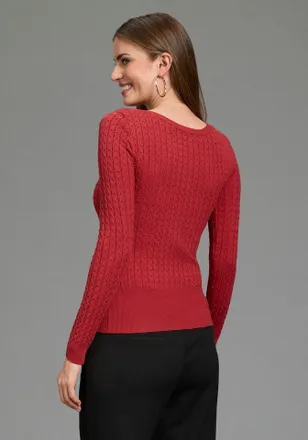 Melrose Strickpullover mit Zopfmuster, aus weicher Viskosemischung