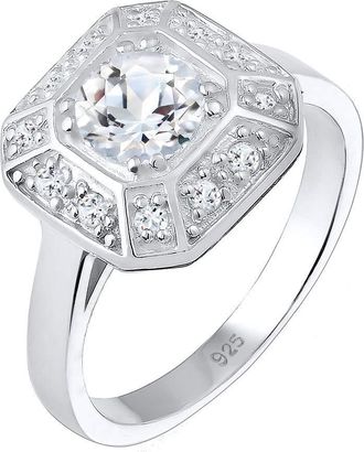 Elli PREMIUM Ring Damen Verlobung Glamour Topas in 925 Sterling Silber