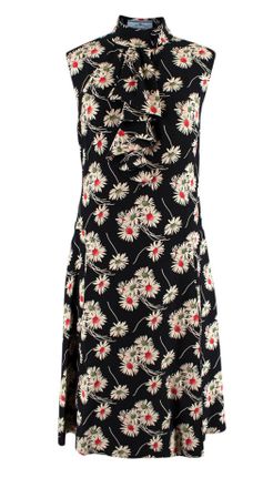 Prada High Neck Floral Print Sleeveless Dress Size XS