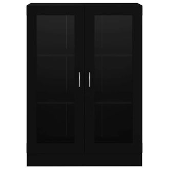 Generic Vitrine aus Eichenholz mit Glast&uuml;ren, Hoher Aufbewahrungsschrank mit Verstellbaren Regalen, Vitrine mit Holzmaserung f&uuml;r Wohnzimmer, Arbeitszimmer und