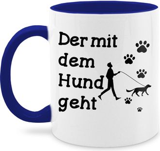 Shirtracer Tasse Tassen 325ml - Statement - Der mit dem Hund geht Pfoten schwarz - 325 ml - Dunkelblau - kaffetassen sprüche statements motiv teetasse statement-