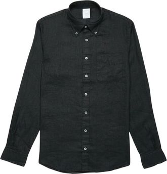 Brooks Brothers Homme, Chemises, Noir, Taille: XL Milano Slim-fit Linen Sport Shirt