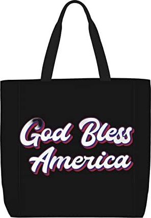 Generic Sac Fourre-Tout Que Dieu B&eacute;nisse LAm&eacute;rique! &Eacute;tats-Unis Patriotiques Sac &Agrave; Bandouli&egrave;re En Toile Lavables Personnaliser Sacs En Toile Pour Femmes, Pour 
