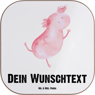 Mr. & Mrs. Panda Personalisierter Untersetzer Axolotl Tanzen - Personalisierte Geschenke, Personalisieren, Blumenuntersetzer, gut Gelaunt, Bierdeckel, Filzuntersetzer,