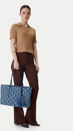 Calvin Klein Handtasche Emblem Aop Denim Tote W/ Pouch LV04F3428G Blau