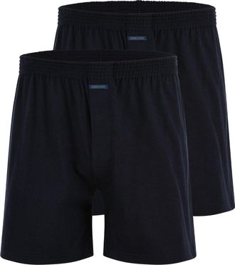 Ammann Boxer Shorts mit Eingriff, 2 Stück, schwarz, Navy, weiß, grau Melange (9, Navy)