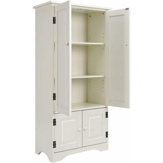 Costway Costway - Armoire de Rangement Vintage en mdf avec 2 &Eacute;tag&egrave;res R&eacute;glables sur 5 Positions et Dispositif Anti-Dumping, 58,5 x 31,5 x 123 cm Noir