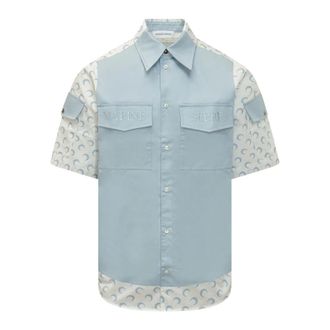 Marine Serre Homme, Chemises, Multicolore, Taille: XL Chemise Deadstock Contrasted Moon Poplin