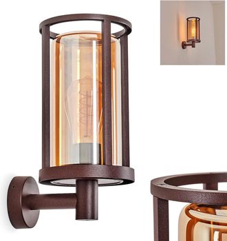 HOFSTEIN Au&szlig;enwandleuchte Martinha, Au&szlig;enleuchte aus Metall/Glas in Rostbraun/Bernsteinfarben, Wechselglas in Klar, moderne Wandlampe f&uuml;r Terrasse/Hof/Eingangs