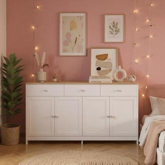 Furniture R Weißholz Kommode, Moderner Stil, Robuste MDF-Konstruktion, Platzsparendes Design, Vielseitige Aufbewahrungslösung, Einfache Installation