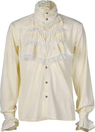Generic Chemise de Pirate Homme Gothique M&eacute;dievale Steampunk Vintage Renaissance Manche Longues Jabot Dentelle Lacet Volant