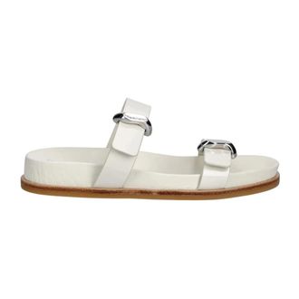 Emporio Armani Gl&auml;nzende polierte Ledersandalen - - Shoes - Damen - Beige - 41 EU