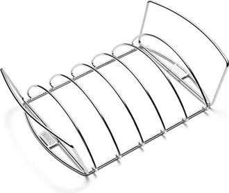 Weber Premium Spare-Rib-Halter & Bratenkorb, beidseitig nutzbar, spühlmaschinenfest, passend für Weber Q 300/3000 & größere Gasgrills sowie Holzkohlegrills 