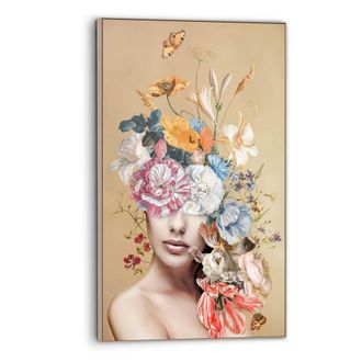 Reinders Gerahmtes Bild, Frau mit Blumen, Wohnzimmer, Bilder, Wanddeko, Room Decor, MDF, Gold, 118 x 70cm