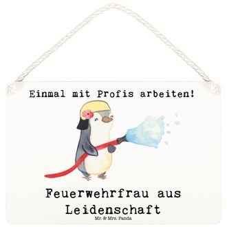 Mr. & Mrs. Panda Schild Feuerwehrfrau Leidenschaft DIN A6 - Geschenk, wandtafel, Feuerwehr, holzbild, Spruch, h&auml;ngeschild, Freiwillige, Ausbildung, Deko, T&uuml;rschild