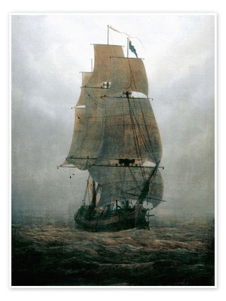 Posterlounge Segelschiff im Nebel Poster von Caspar David Friedrich 50 x 70 cm Wandbilder Wanddeko