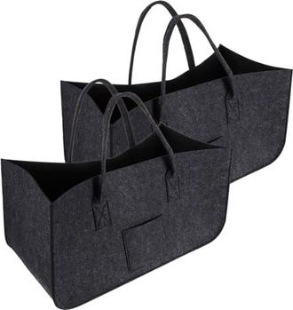 Hemobllo 2 pièces Sac Cabas Feutre avec Poche Grand Sac de Rangement Réutilisable pour Courses et Usage Quotidien Confortable et Noir