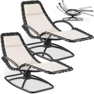 TecTake 2 chaises longues ergonomiques fonction balancement beige