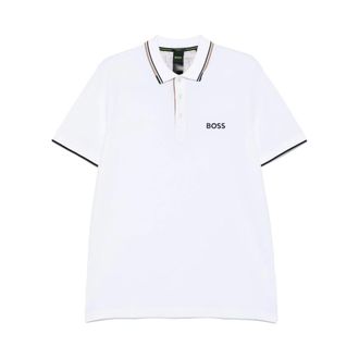 HUGO BOSS Homme, Tops, Blanc, Taille: 2XL Pull Blanc &agrave; Logo Brod&eacute; Manches Courtes