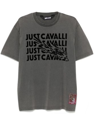 Just Cavalli t-shirt à logo floqué - Gris