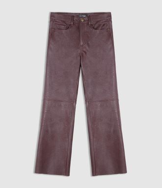 Jeanne Vouland Pantalon Gabryel Cropped Flare Similicuir Burgundy