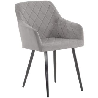Clp Chaise de salle &agrave; manger Shila avec Pi&egrave;tement en M&eacute;tal noir Velours Gris