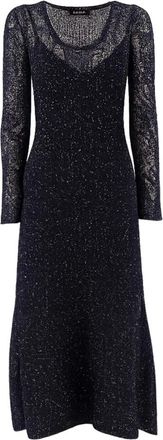 Fabiana Filippi Femme, Robes, Bleu, Taille: 40 FR Robe Midi &agrave; Encolure Ronde