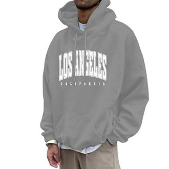 Generic Sweat &agrave; capuche Los Angeles California pour homme - Imprim&eacute; graphique vintage - En coton - Manches longues - Pour homme - Cordon de serrage - Sportif 
