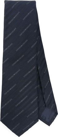 Emporio Armani Seidenkrawatte mit Jacquard-Logo - Blau