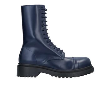 Balenciaga blue leather long combat boots Size 40