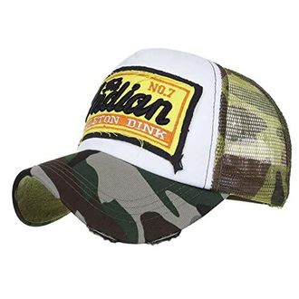Generic Casquettes de baseball décontractées brodées pour hommes et femmes casquettes de baseball en maille visière de canne déquipe, vert militaire, Taille u