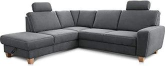 Cavadore Cavadore Ecksofa Wisconsin mit Federkern / Sofagarnitur mit 2 Kopfstützen / Landhausstil / Holzfüße in Buche / Mikrofaser / Größe: 248 x 88 x 215 cm (