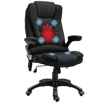 HOMCOM Vinsetto Fauteuil de Bureau massant et Chauffant, Chaise de Bureau, Chaise Ergonomique avec Hauteur réglable, Dossier inclinable et télécommande Filai