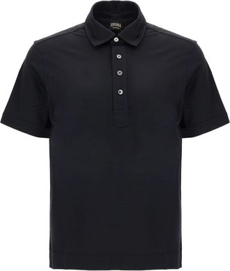 Ermenegildo Zegna Homme, Tops, Bleu, Taille: XL Polo Tricot&eacute; en Soie et Coton