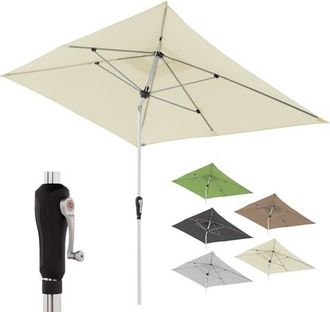 Doppler Sonnenschirm für den Garten SL-AZ Auto Tilt 190x290 cm Natur I Gartenschirm knickbar I Kurbelschirm mit UV-Schutz 80+ I Kurbelschirm aus Aluminium I r