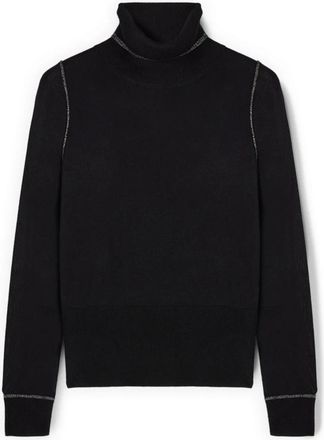 Motivi Femme, Pulls, Noir, Taille: 36 FR Pull Col Roul&eacute; en M&eacute;lange de Soie