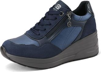 Queen Helena Hohe Sneakers mit Keilabsatz, Turnschuhe mit seitlichem Rei&szlig;verschluss f&uuml;r Damen, 37 EU