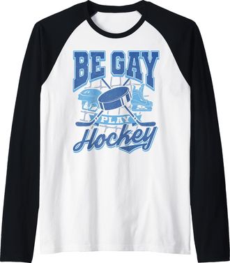 Trendy Apparel Play Hockey Puck & Crossed Hockey Sticks Raglan