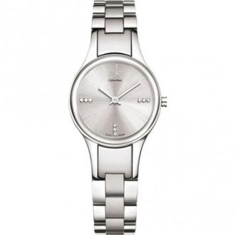 Calvin Klein Quarzuhr mit silbernem Zifferblatt und Edelstahlarmband - - Accessories - Damen - Grau - ONE SIZE